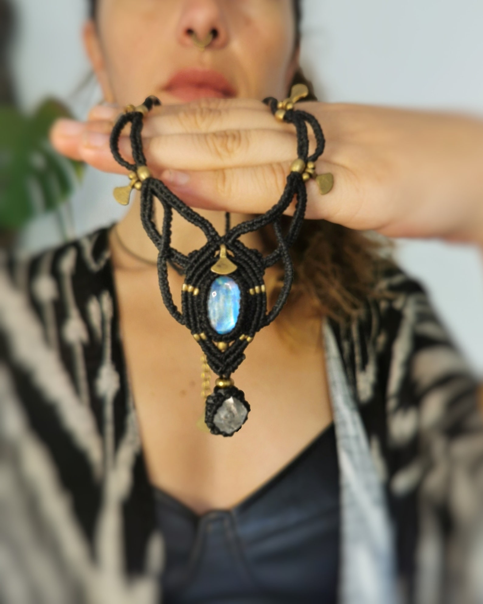 Macrame Necklace Crystal Macrame Moonstone Necklace - Etsy