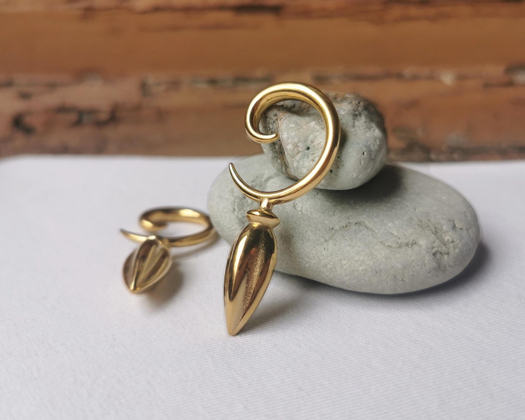 GOLD EAR WEIGHTS - Ear Weight Gauges for Stretched Ears - Steel Ear ...