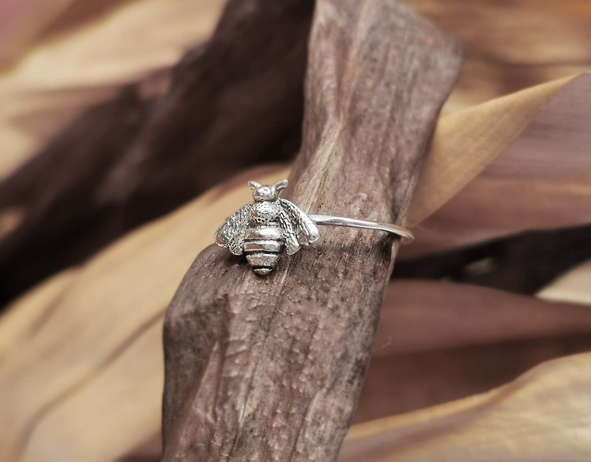 BEE RING, Tiny Bee Ring, Sterling Silver 925, Tiny Bee Ring, Stacking ...