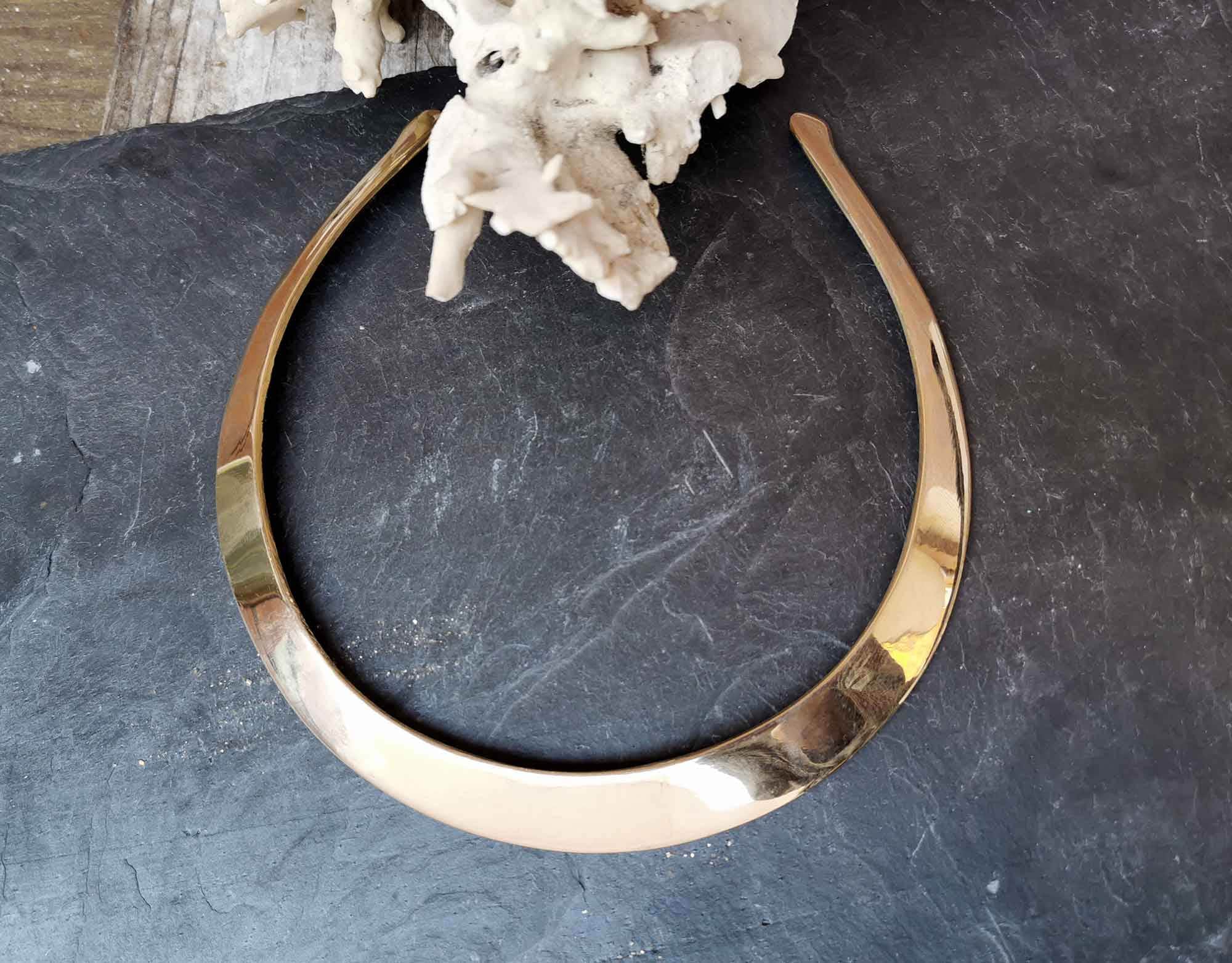 SOLID Flat Necklace, Golden Necklace, Tiny Choker, Solid Choker, Brass ...