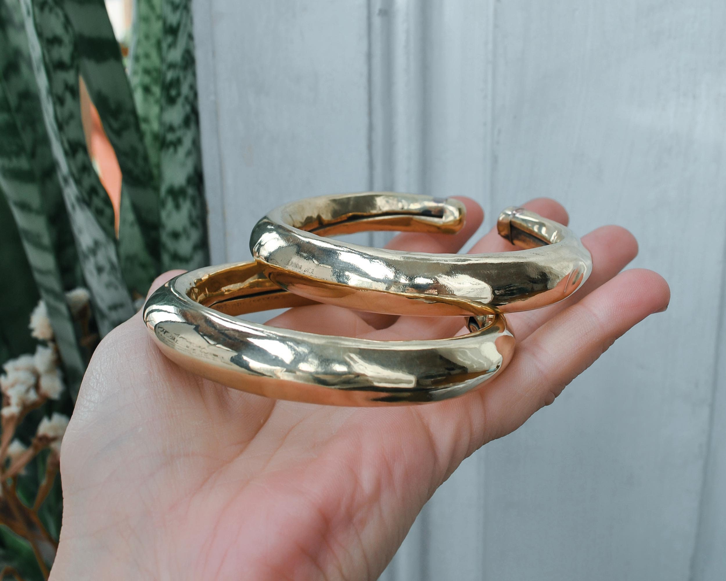 Chunky Gold Bracelet - Huge Thick Brass Bangles - Set Stackable Plain ...