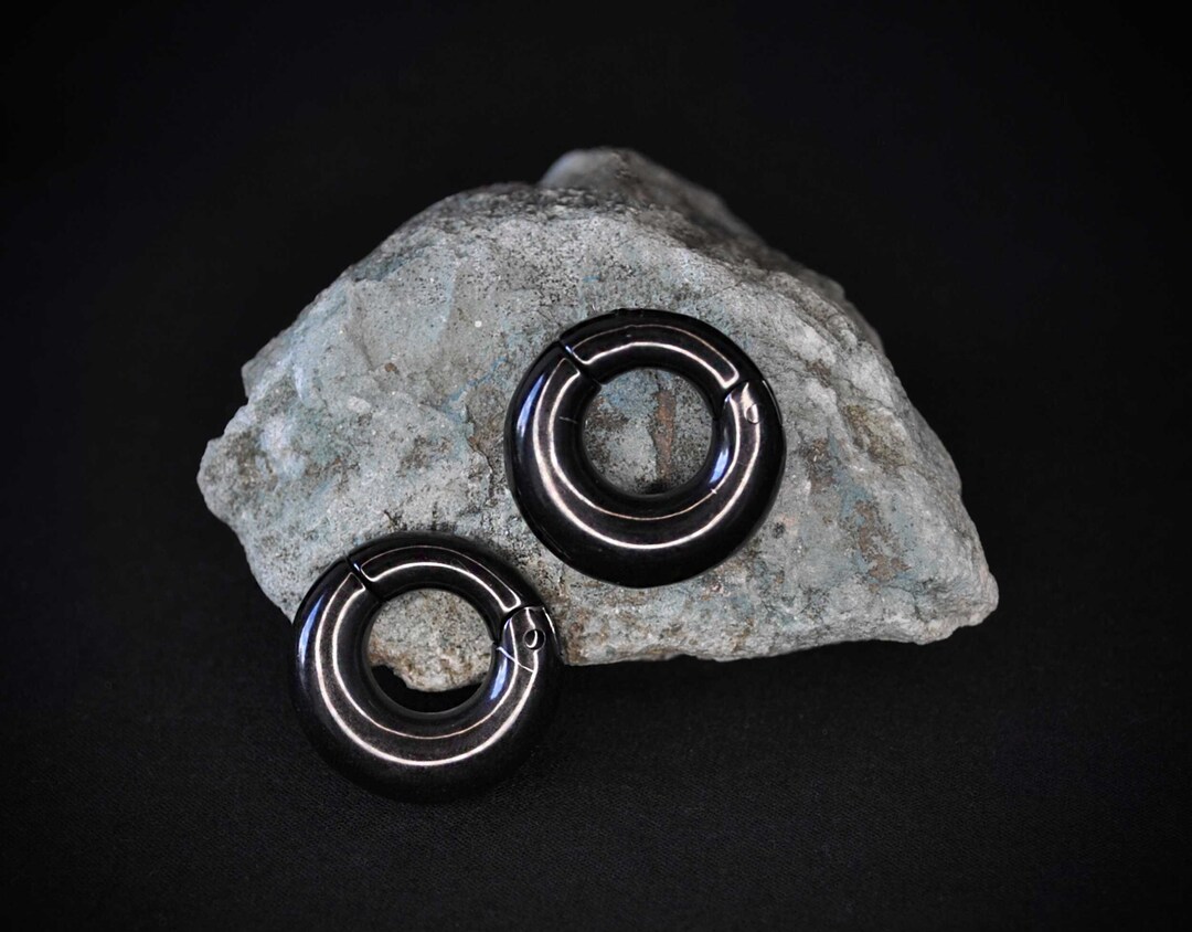 Black Ear Weight CHUNKY HOOP Black Expander Thick Earrings - Etsy