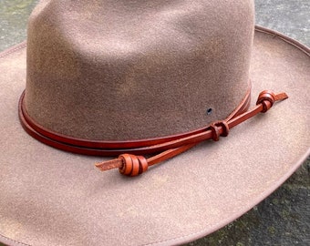 Brown Leather Braided Hat Band - Brown Braided Hat Band - Adjustable ...