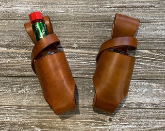 Hot Sauce Holder, Holster, Leather Belt Pouch, Personalized Hot Sauce ...