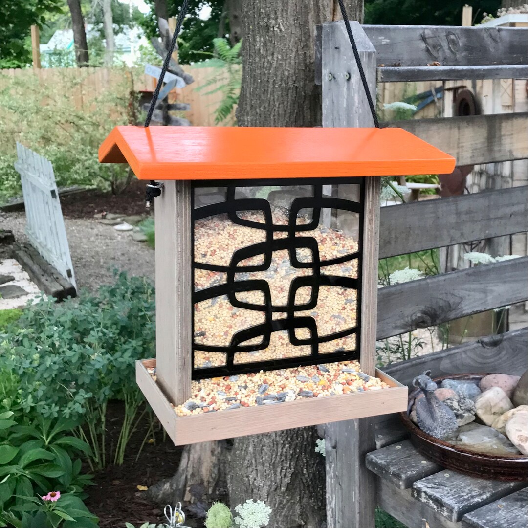 Bird Feeder Retro Style in Mid Mod Bold Orange - Etsy