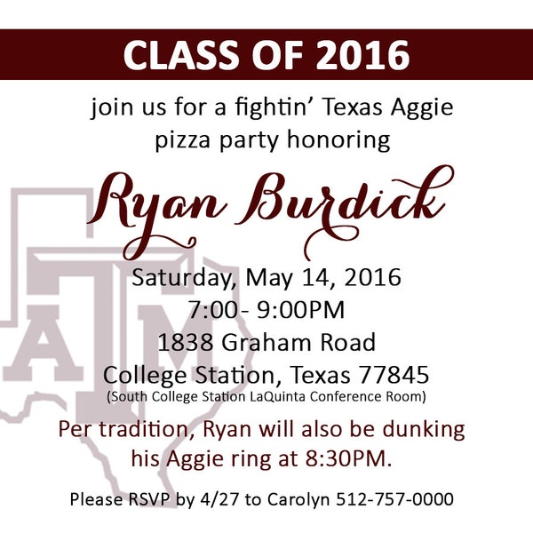 Texas a and M Graduation Invitations - Etsy