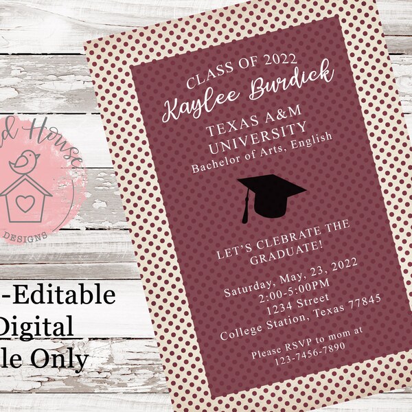 Texas a and M Graduation Invitations - Etsy