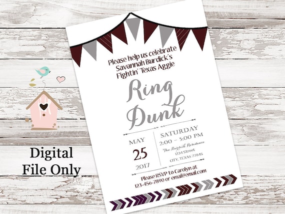 Maroon Texas A&M Aggie Tribal Ring Dunk Invitation | Etsy