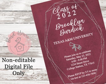 Texas A&m Graduation Announcement - Etsy