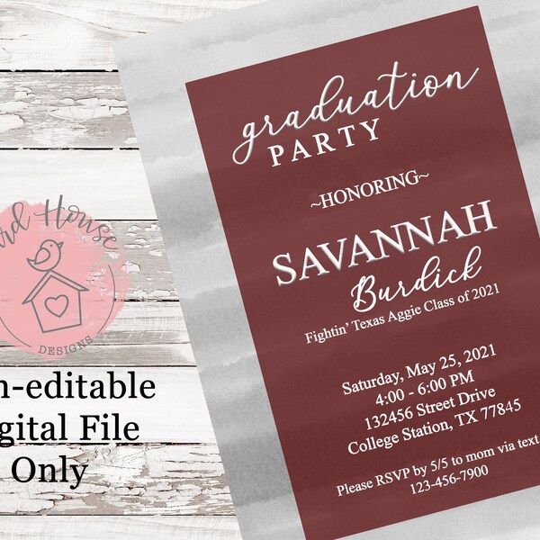 Texas a and M Graduation Invitations - Etsy