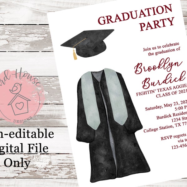Texas a and M Graduation Invitations - Etsy