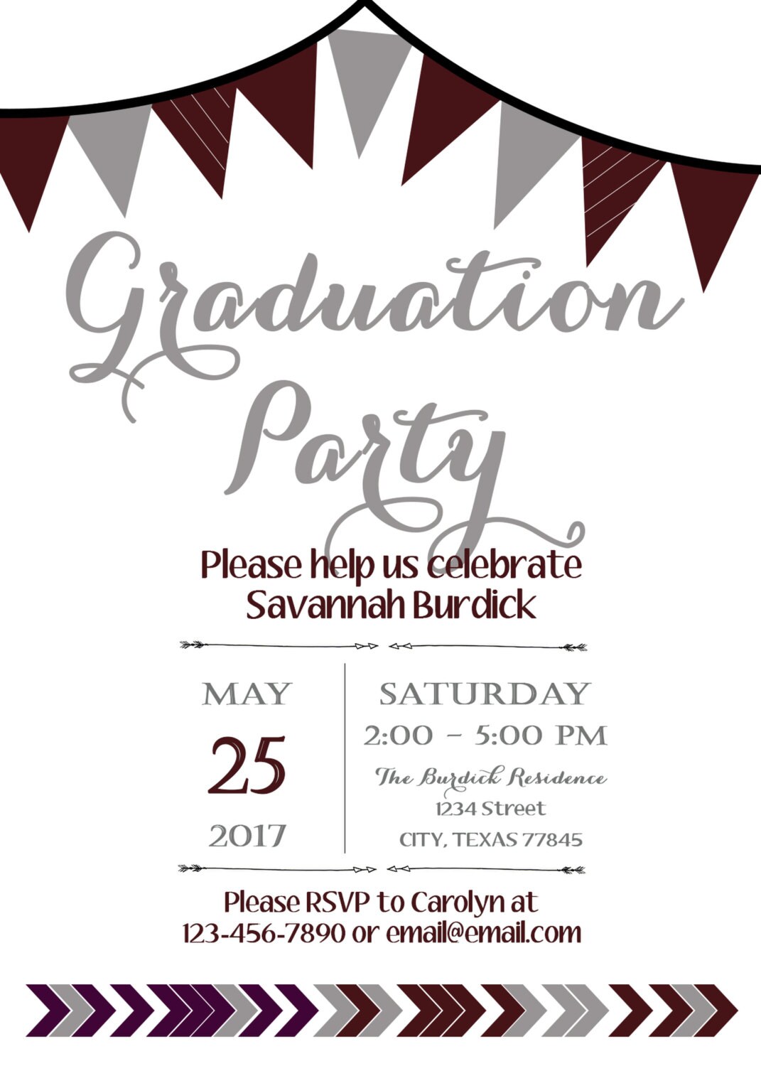 Maroon Texas A&M Tribal Aggie Graduation Party Invitation - Etsy