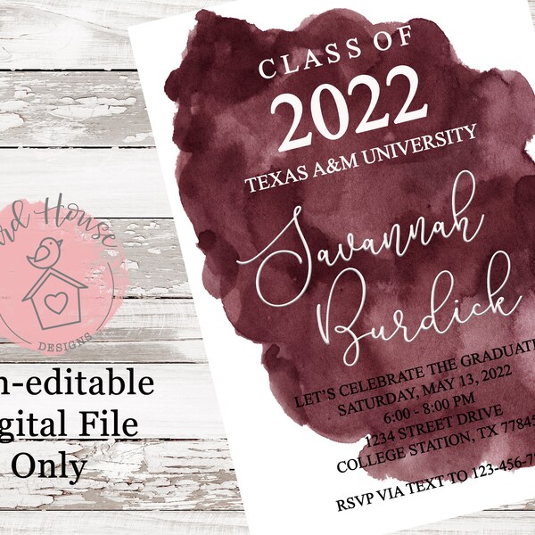 Texas a and M Graduation Invitations - Etsy