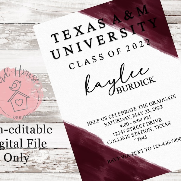 Texas a and M Graduation Invitations - Etsy