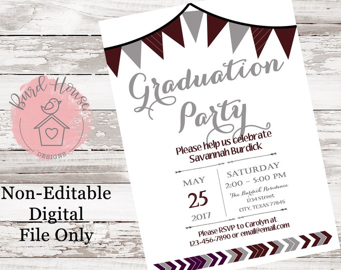 Maroon Texas A&M Tribal Aggie Graduation Party Invitation Annoucement ...
