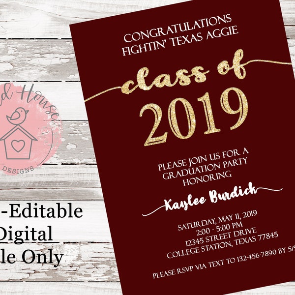 A&m Graduation Invitation - Etsy