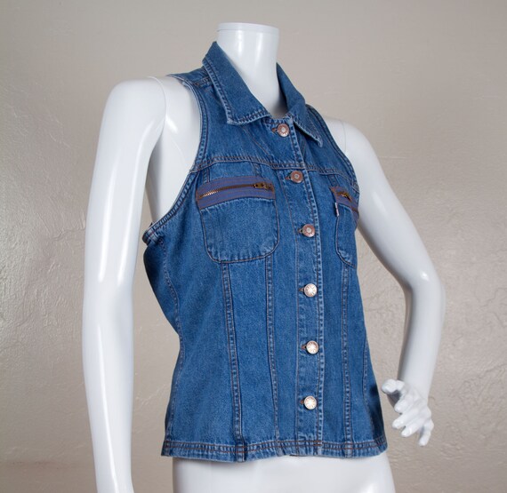 Vintage 1990s Levi's Levis Halter Vest Blue Denim 100… - Gem