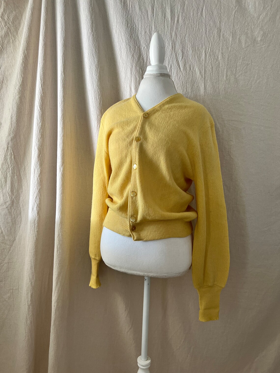 Vintage 1970s Grandpa Cardigan Sweater / 70s Yellow Knit Cardigan ...