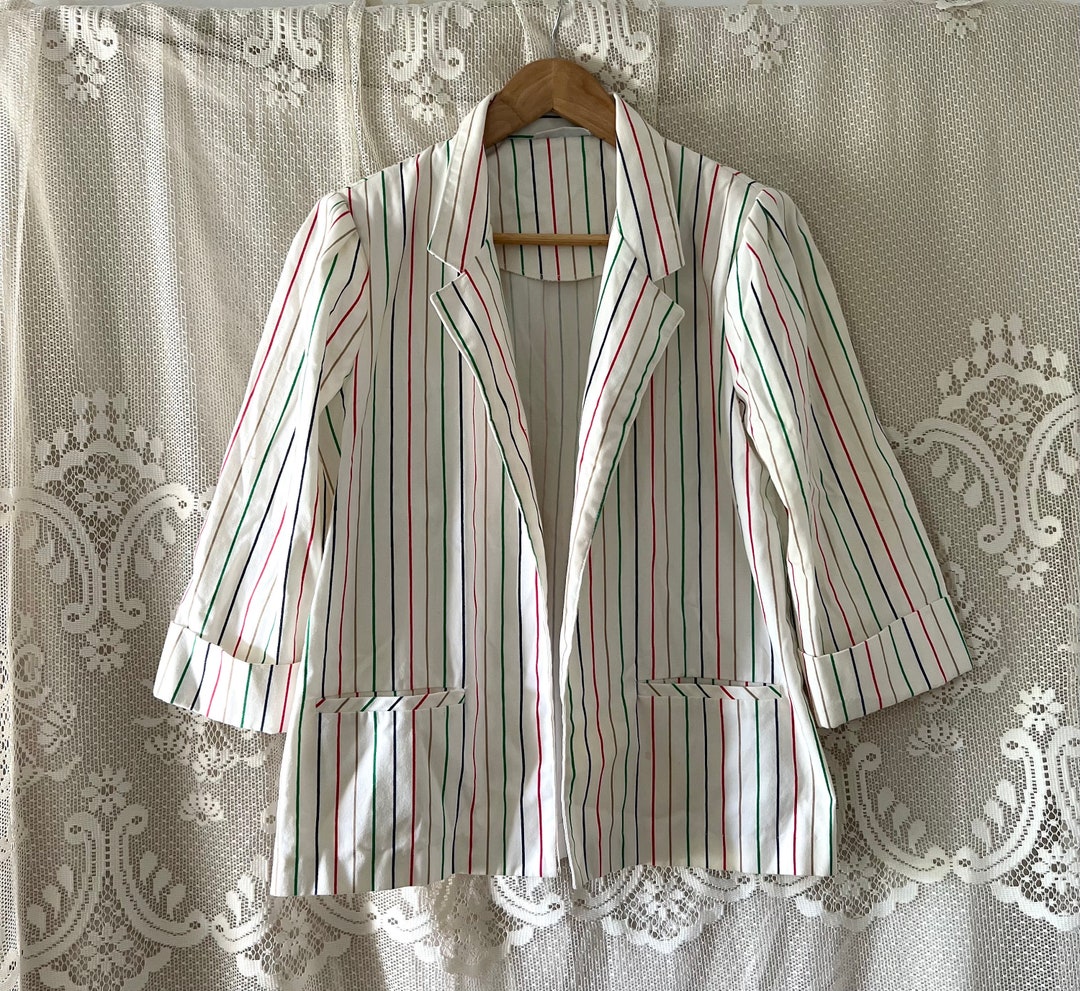 Vintage Rainbow Stripe Jacket / 70s Rainbow Stripe Blazer / 80s Rainbow ...