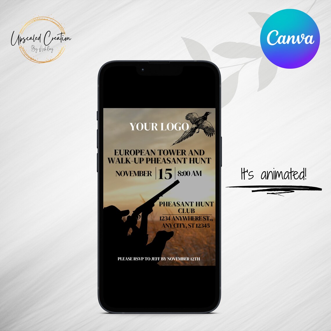 Pheasant Hunt Invitation, Digital Download, Editable Template, Evite ...