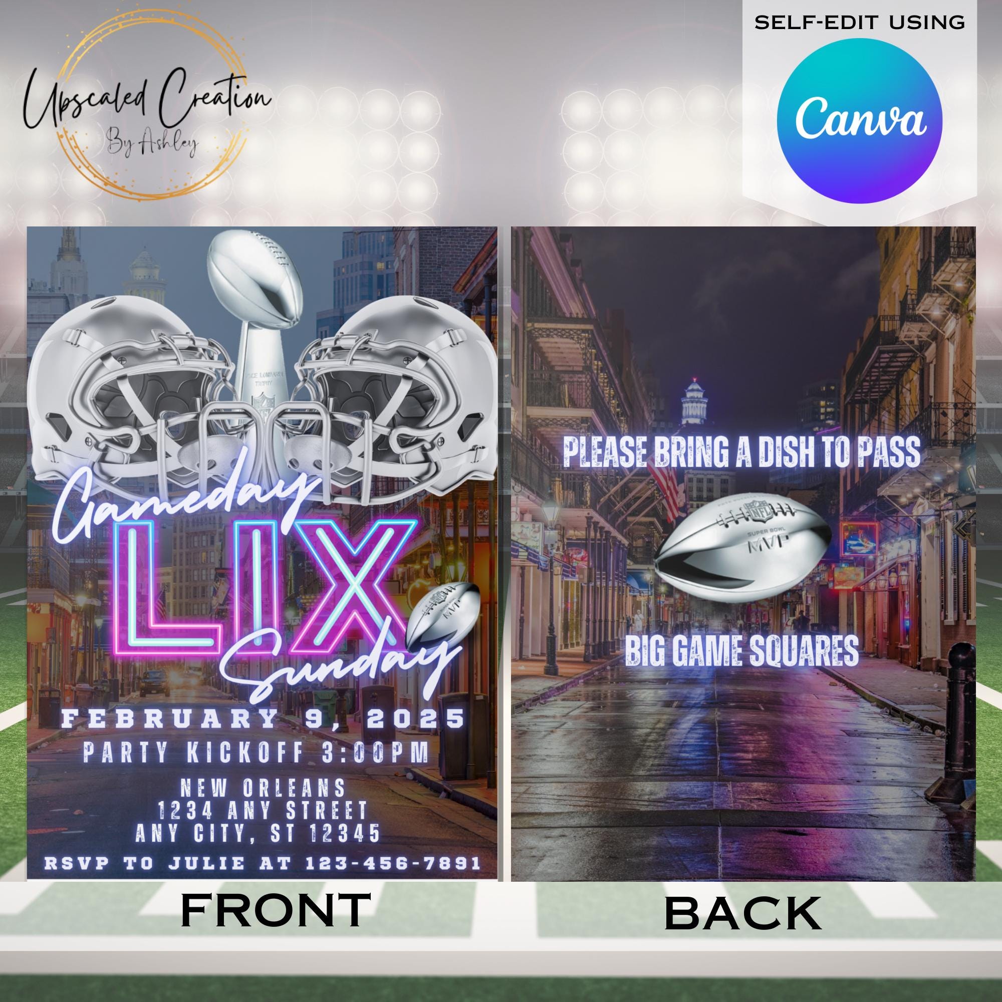 Gameday LIX Sunday Invite, New Orleans LIX, Neon LIX Invite, the Big ...