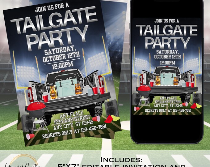 Editable and Printable Football Tailgate Party Invitation Flyer ...