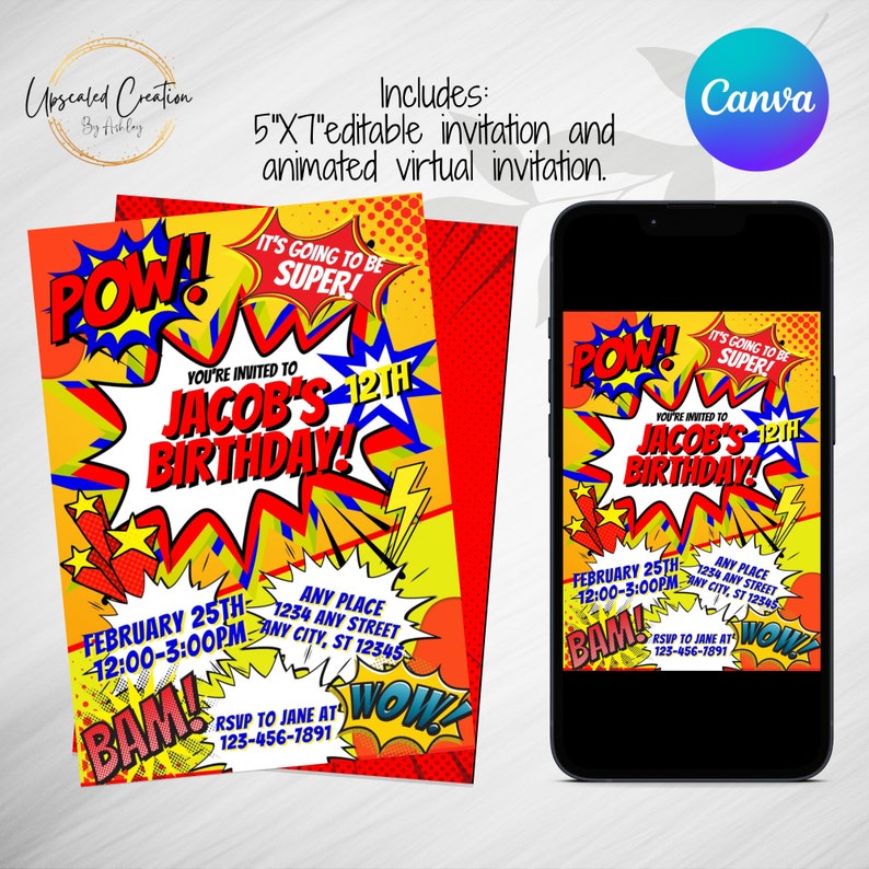 Comic Birthday Invite, This is Going to Be Super!, Comic Themed Bday ...