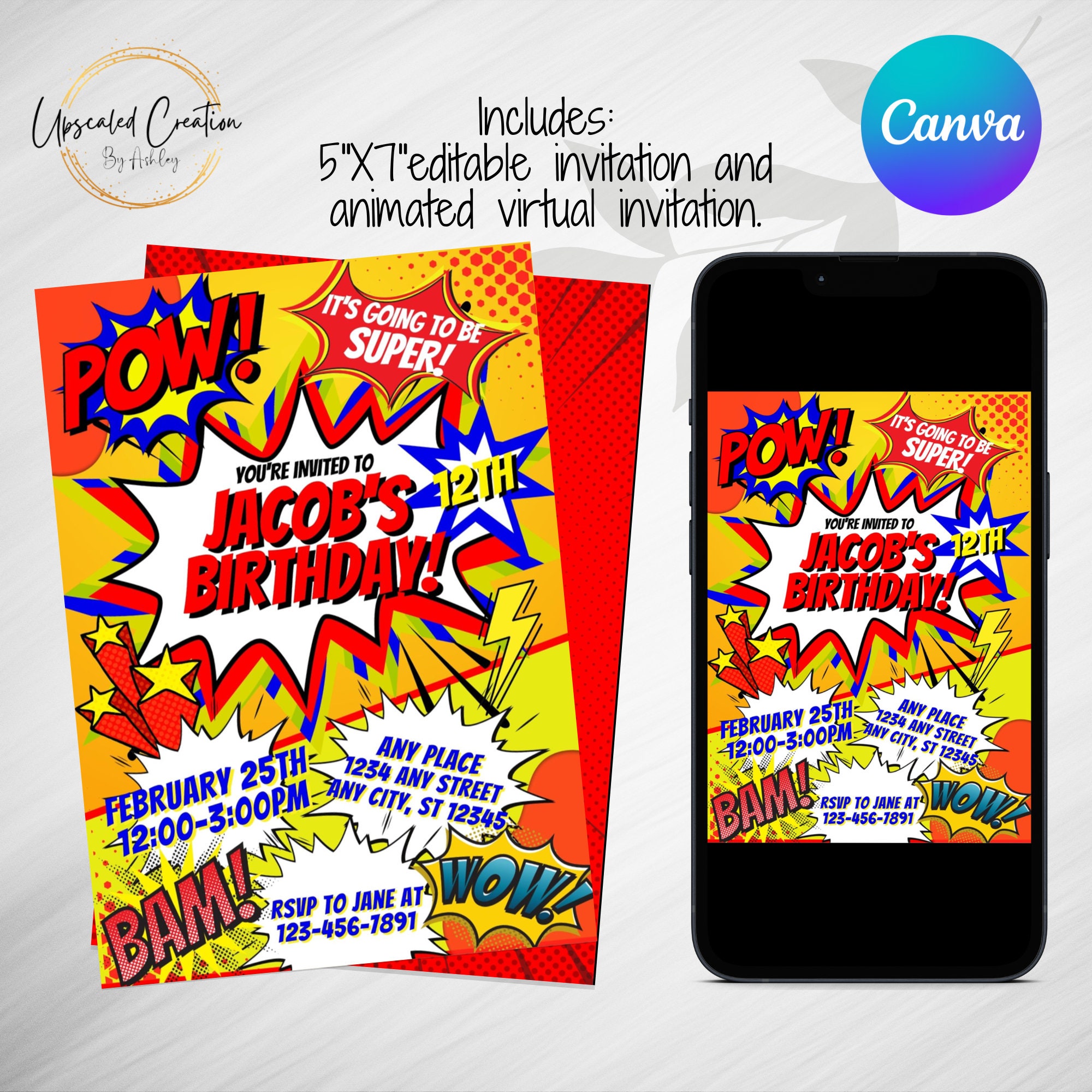 Comic Birthday Invite, This is Going to Be Super!, Comic Themed Bday ...