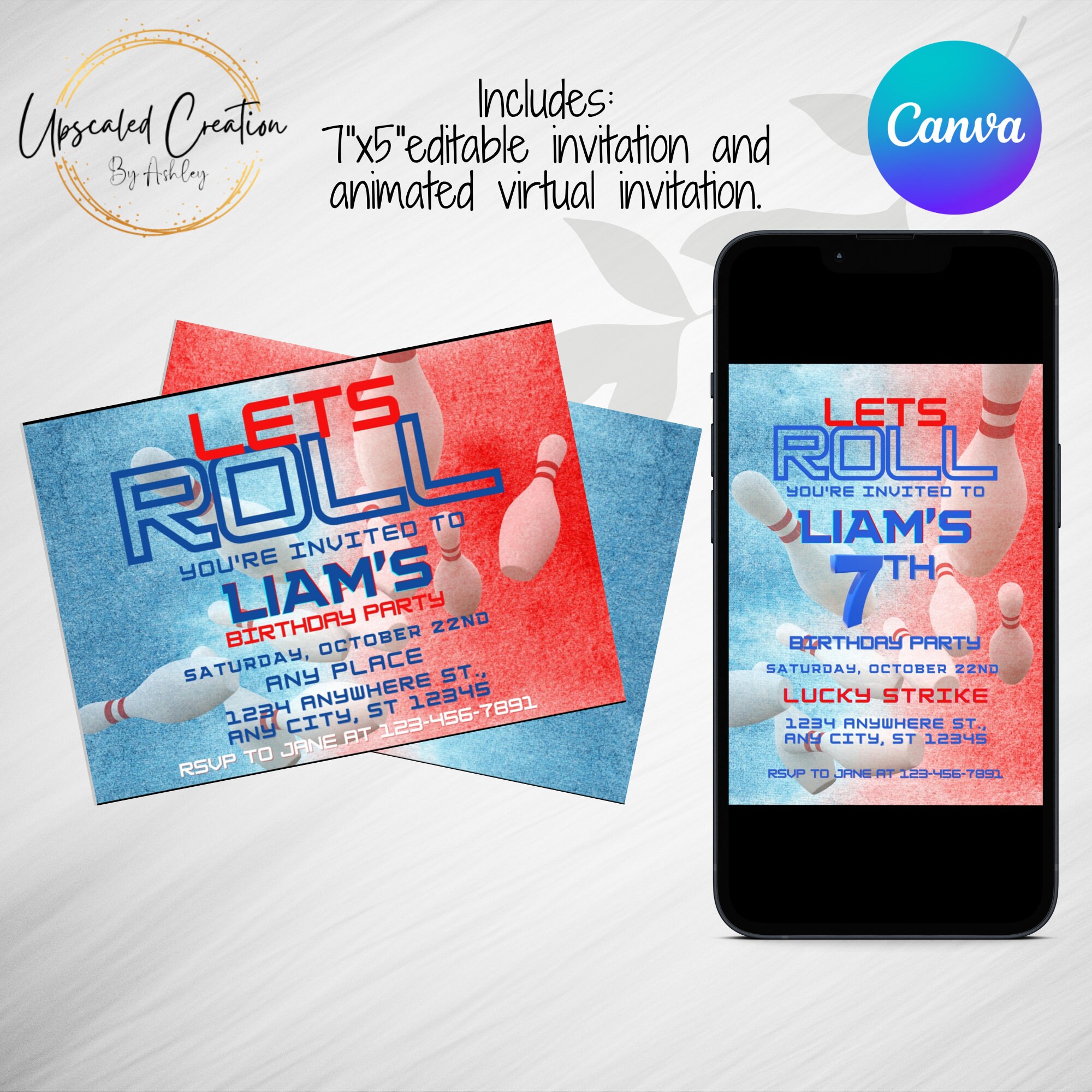 Let's Roll, Digital Download, Editable Template, Virtual Invite ...
