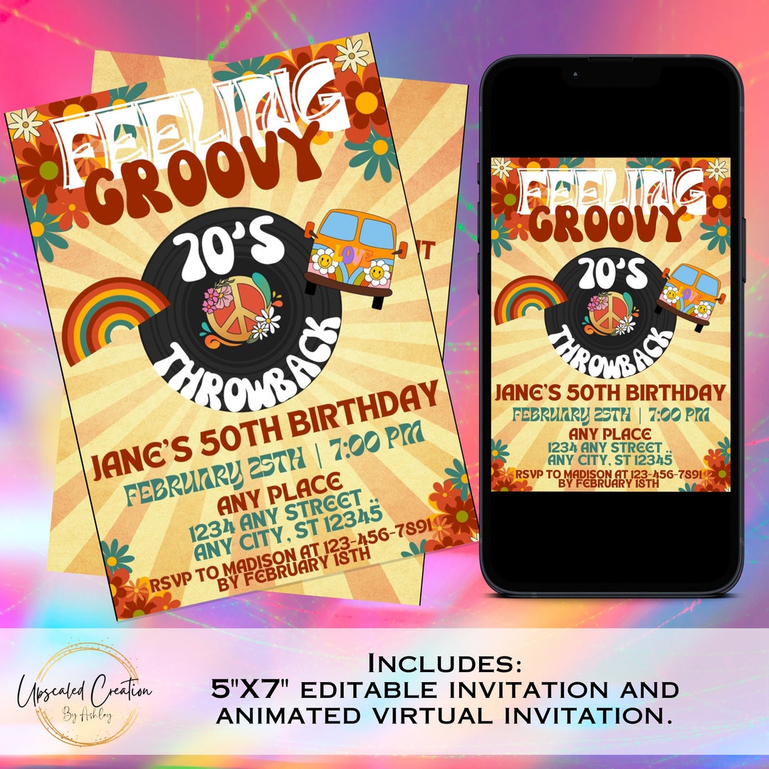 70s Theme Party Invite: Groovy Retro Design (digital Download) - Etsy