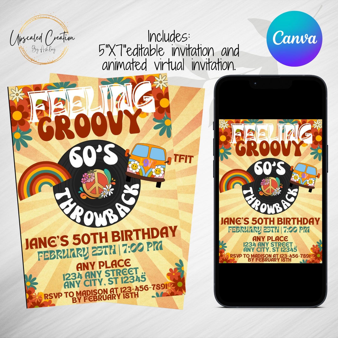 Throwback to the 60's Invite Feeling Groovy Invite - Etsy