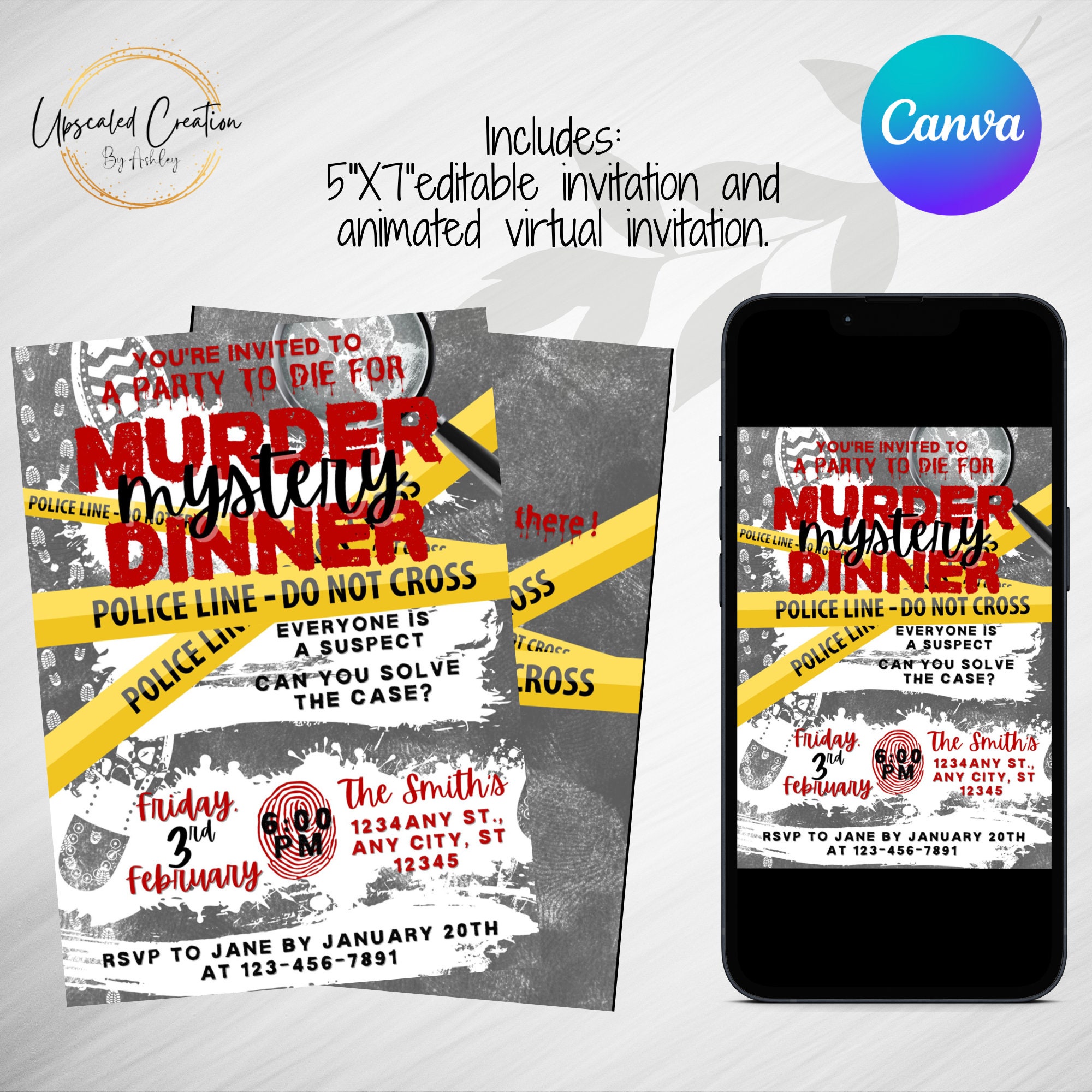 Murder Mystery Dinner Party Invite, Party to Die For, Digital Download ...