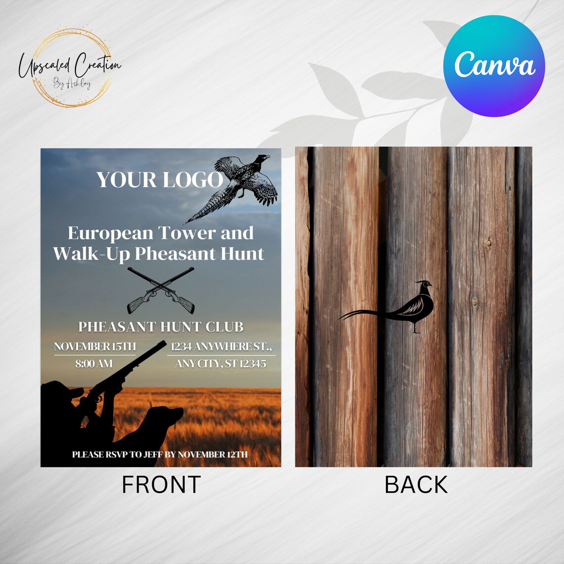 Pheasant Hunt Invitation, Digital Download, Editable Template, Evite ...