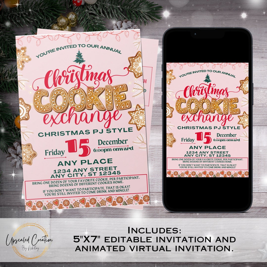Christmas Cookie Exchange Invitation: Editable Template (digital ...