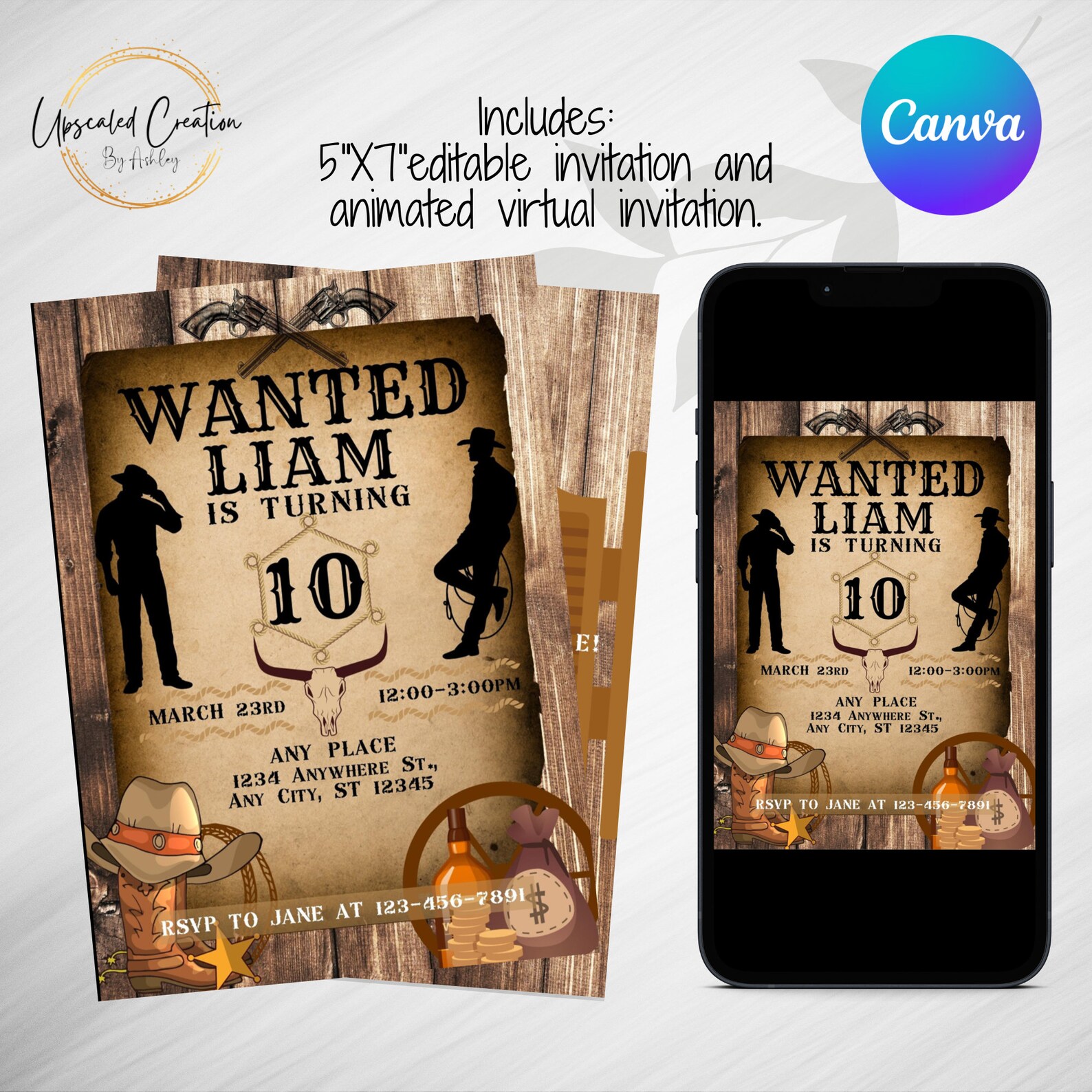 Wanted Poster Wild West Invitation, Cowboy Birthday, Wild West Birthday ...