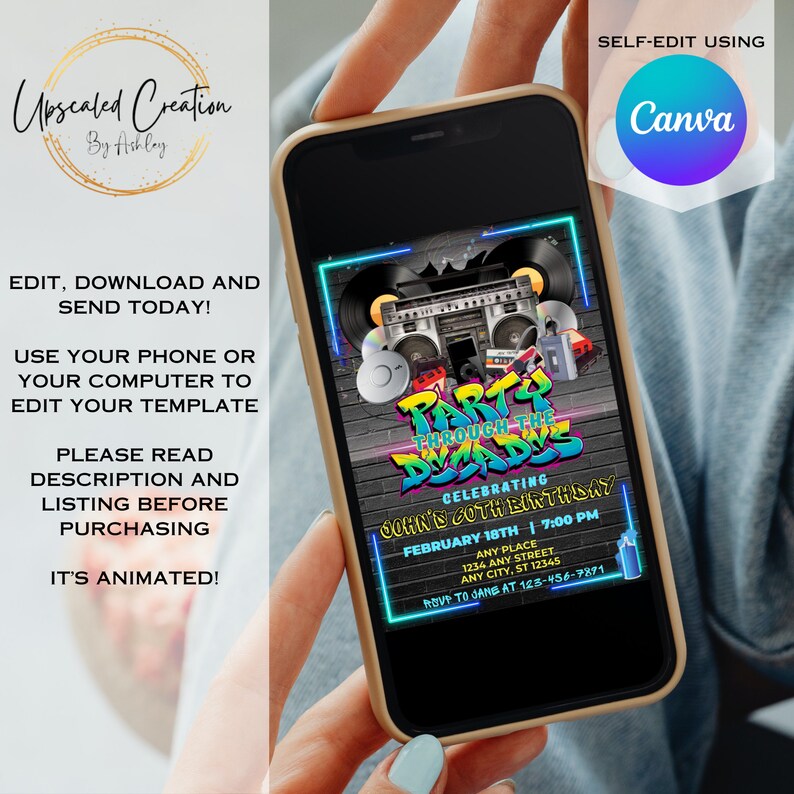 Decades Party Invitation: Graffiti Music Theme (digital Download) - Etsy