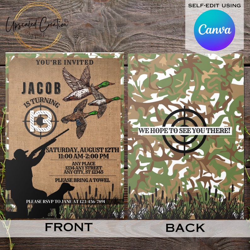 Duck Hunt Invitation, Hunting Invitation, Hunting Party, Hunt Invite ...