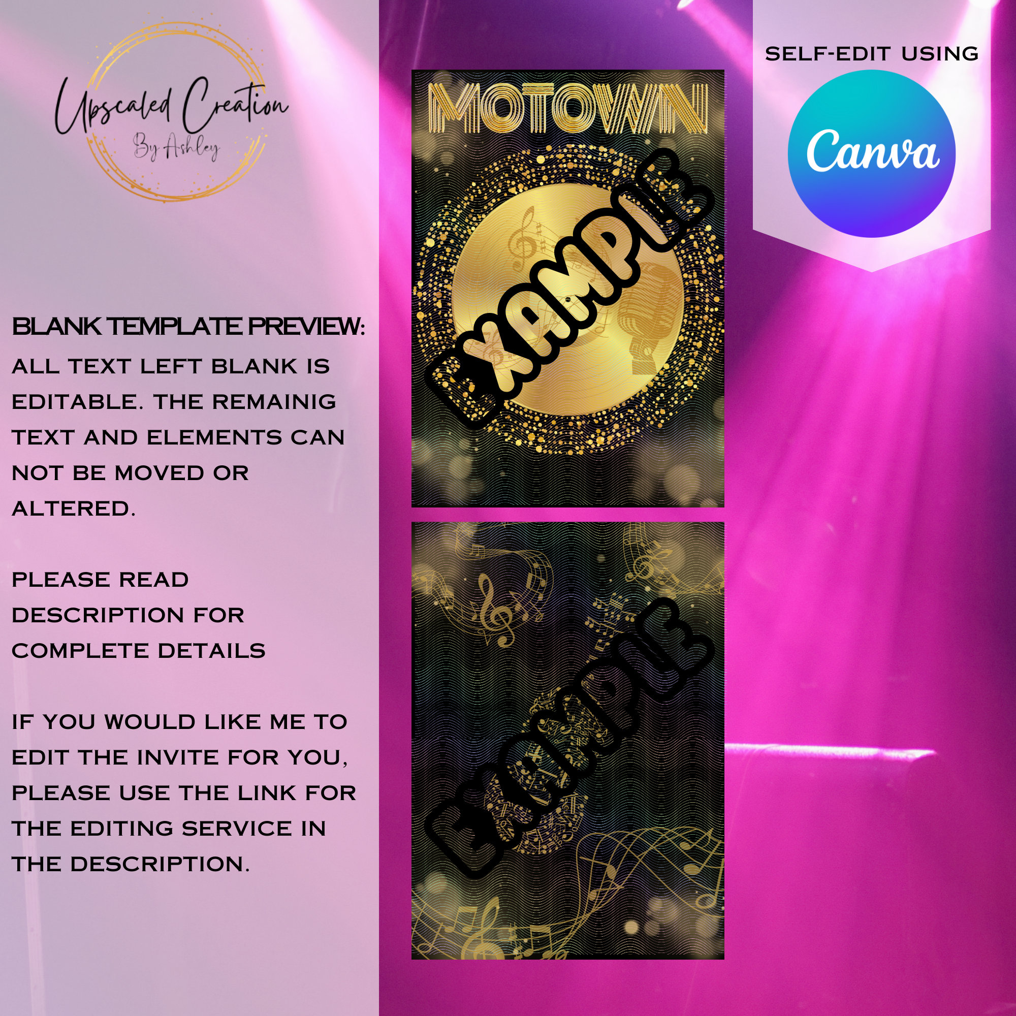Motown Themed Party Invitation Template Free Printable, Customizable
