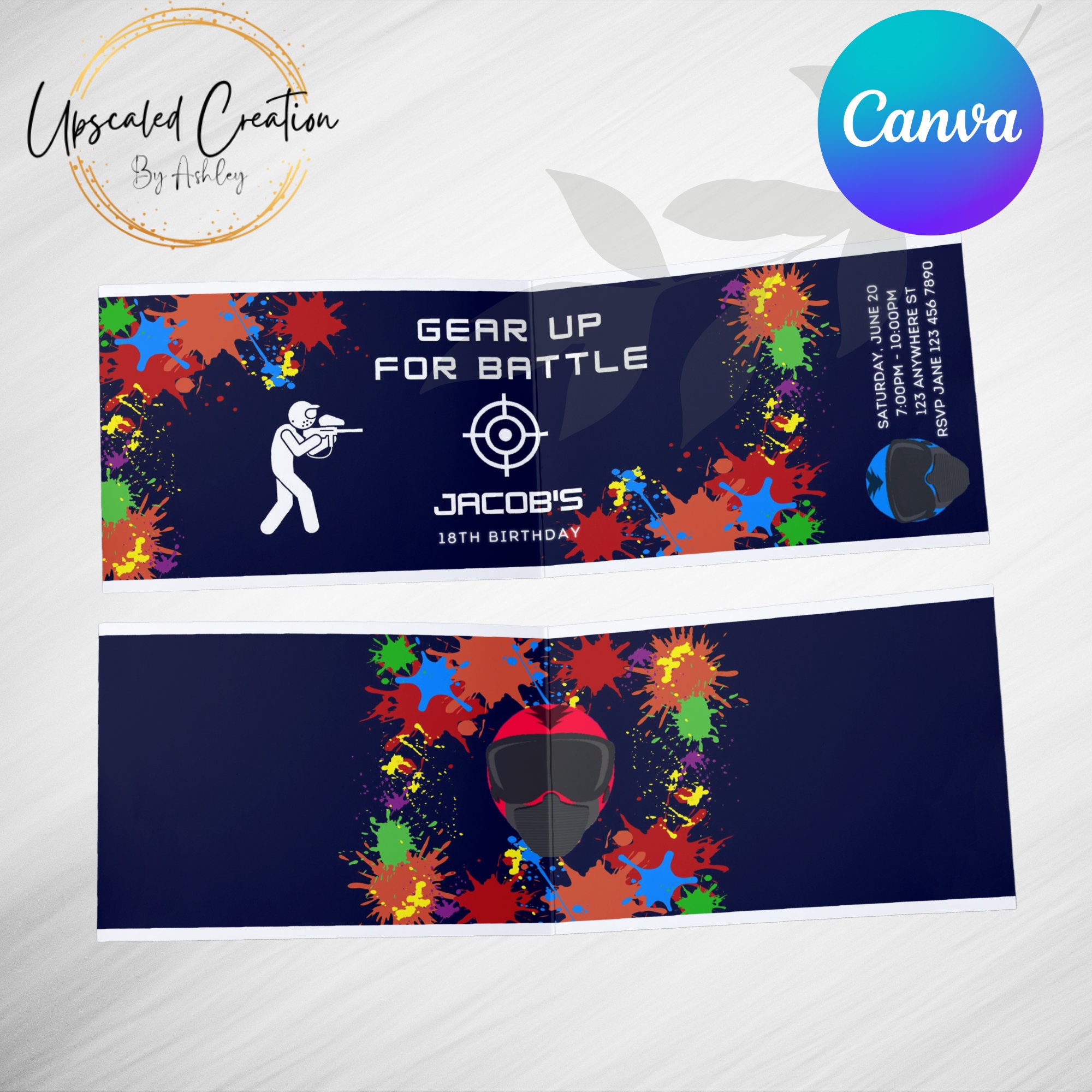 Paintball Party Bundle, Digital Download, Editable Template, Ticket ...