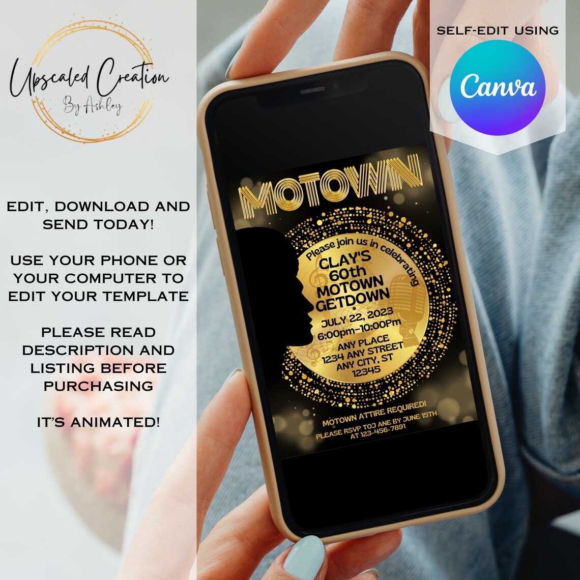 Motown Get Down Male Invite, Motown Theme Party Invite, Motown Party ...