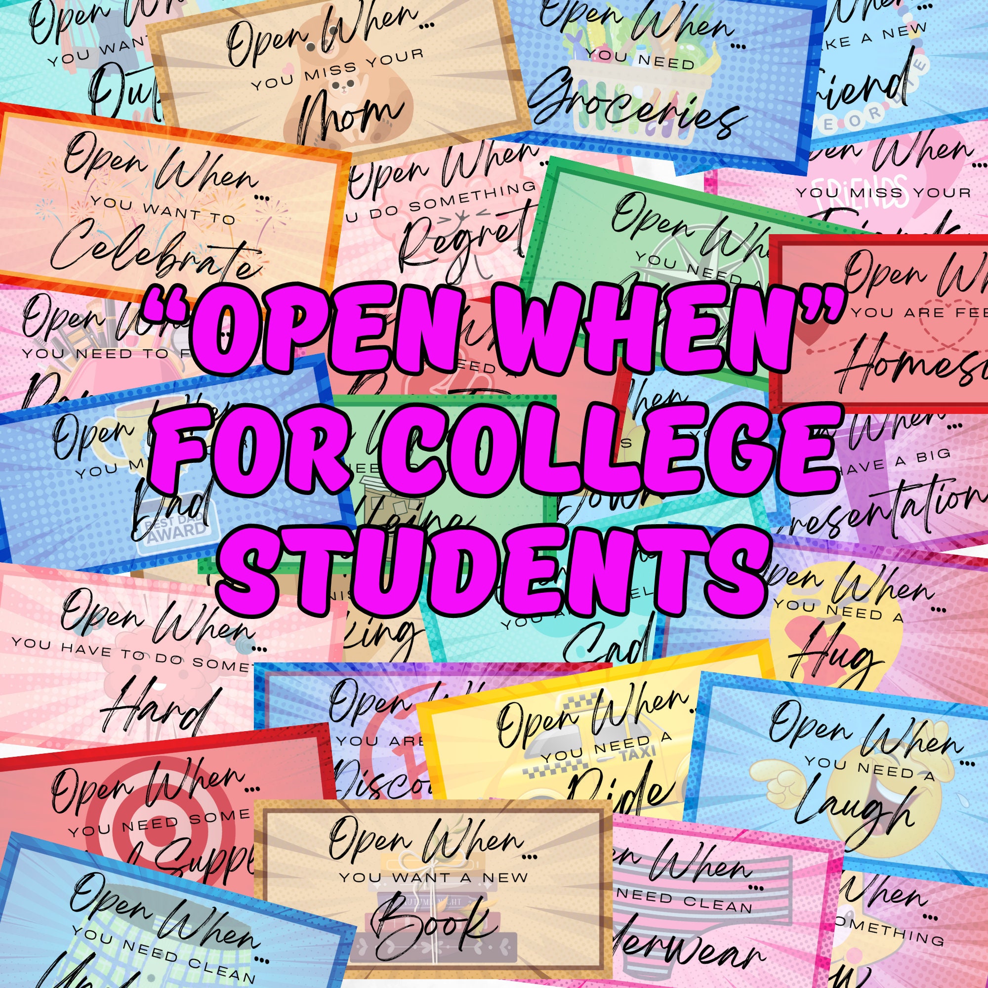 Open When Labels for New College Students, Open When College Printable ...