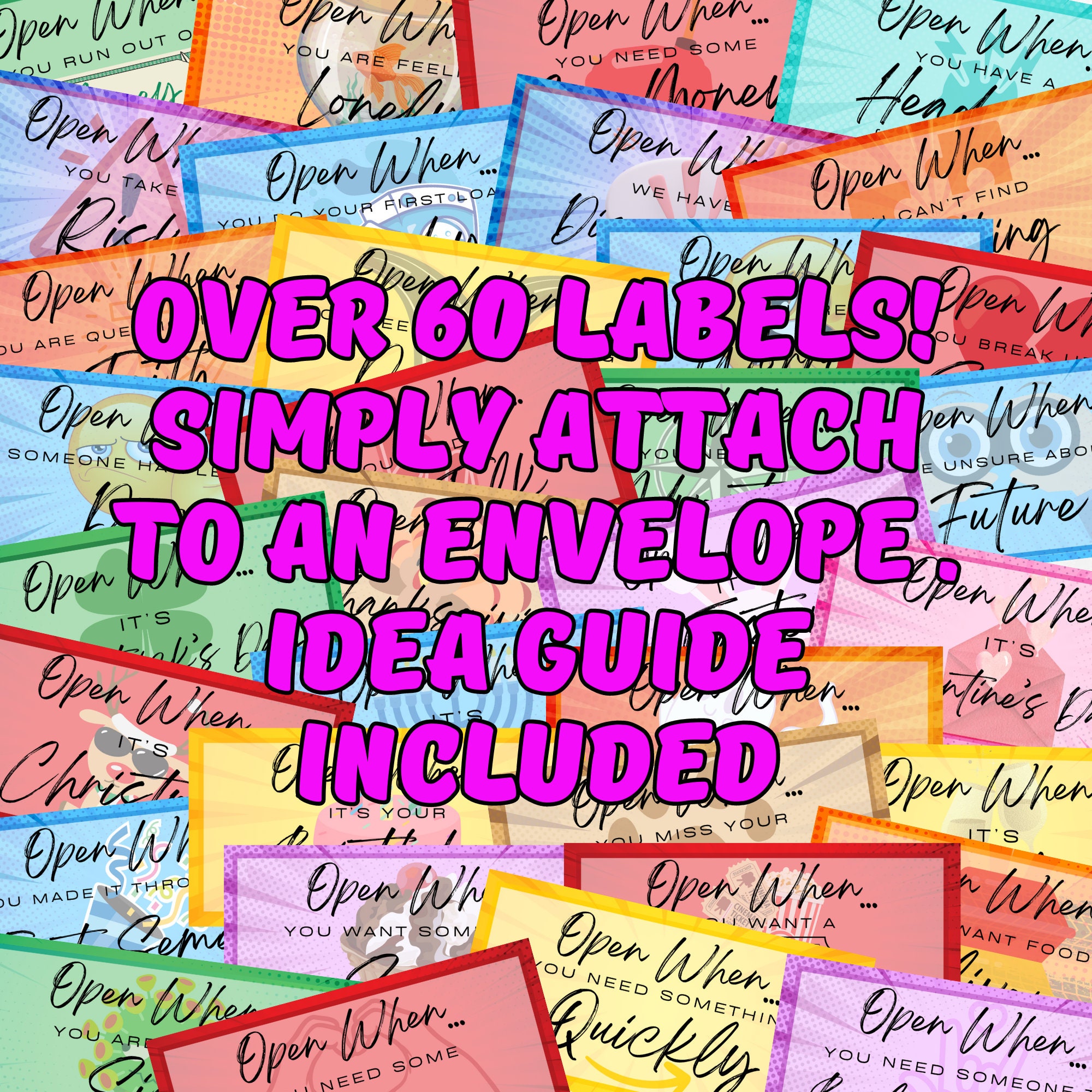 Open When Labels for New College Students, Open When College Printable ...