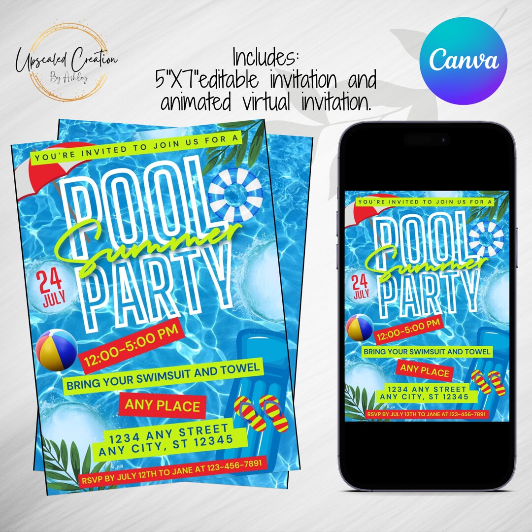 Summer Time Pool Party Invitation, Summer Summer Time, Pool Party ...