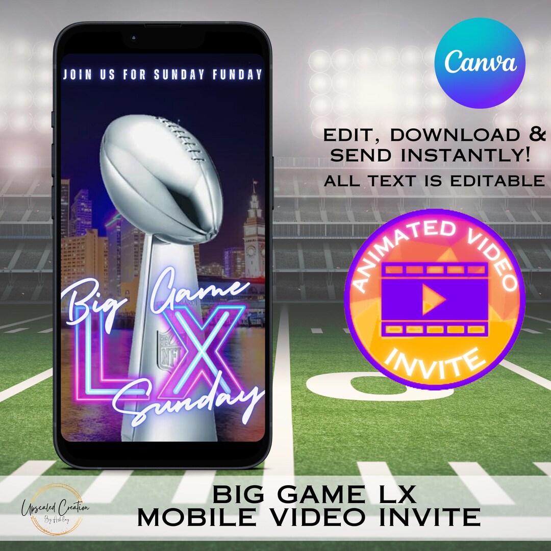 LX 2026 Big Game Day Invite, Football Party, LX Football Invite ...