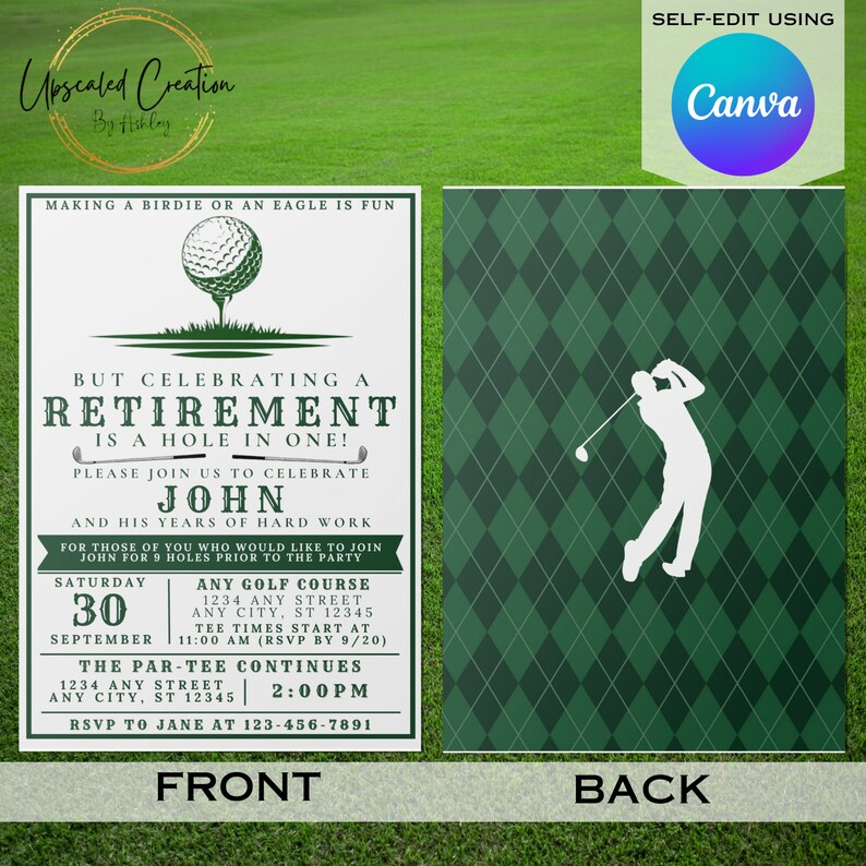 Golf Retirement Party Invitation: Minimalist Par-tee Invite (digital ...