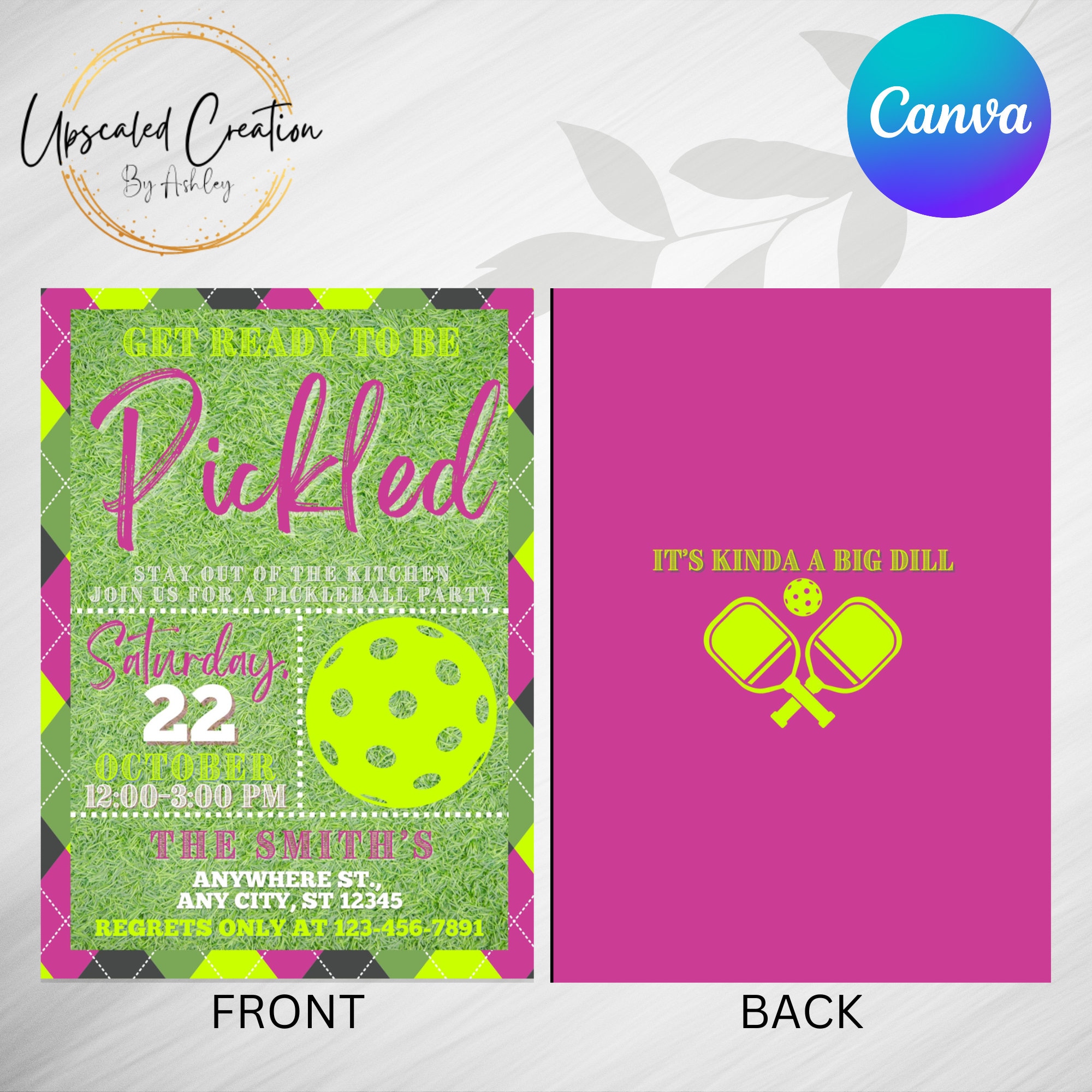 Pink Argyle Pickleball Invite, Digital Download, Editable Template ...