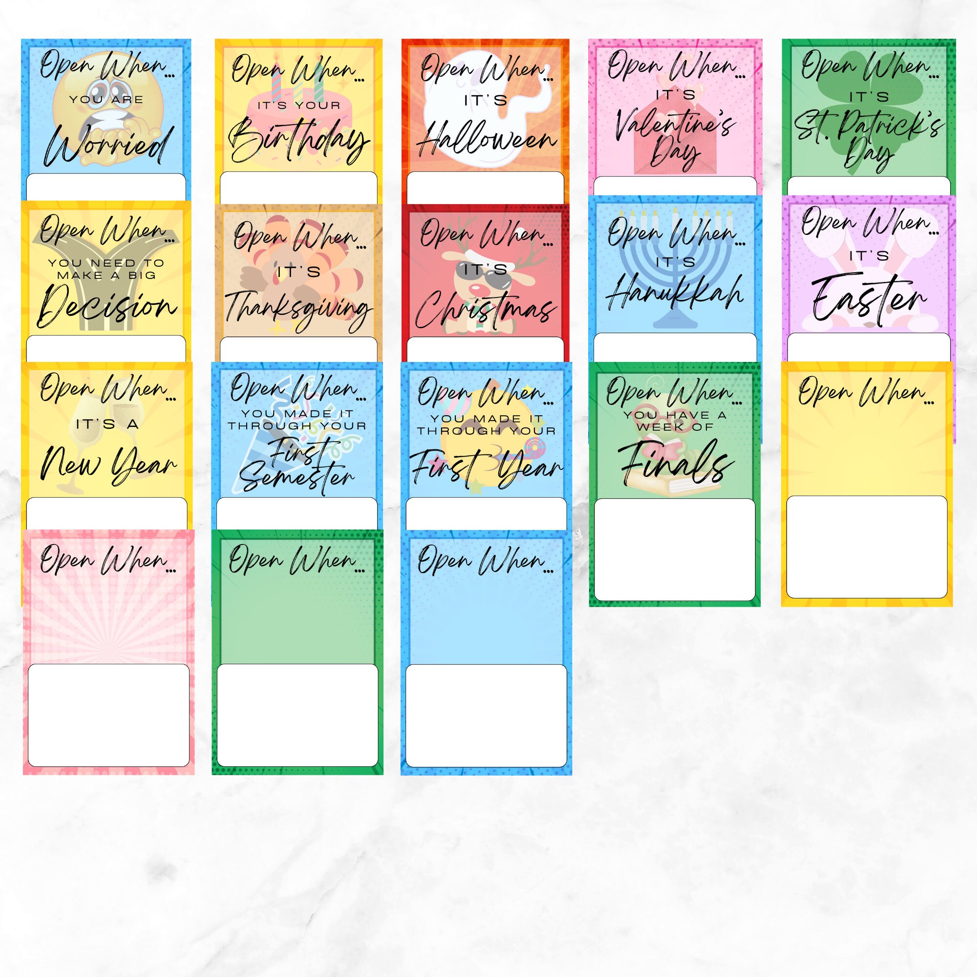 Open When Labels for New College Students, Open When College Printable ...