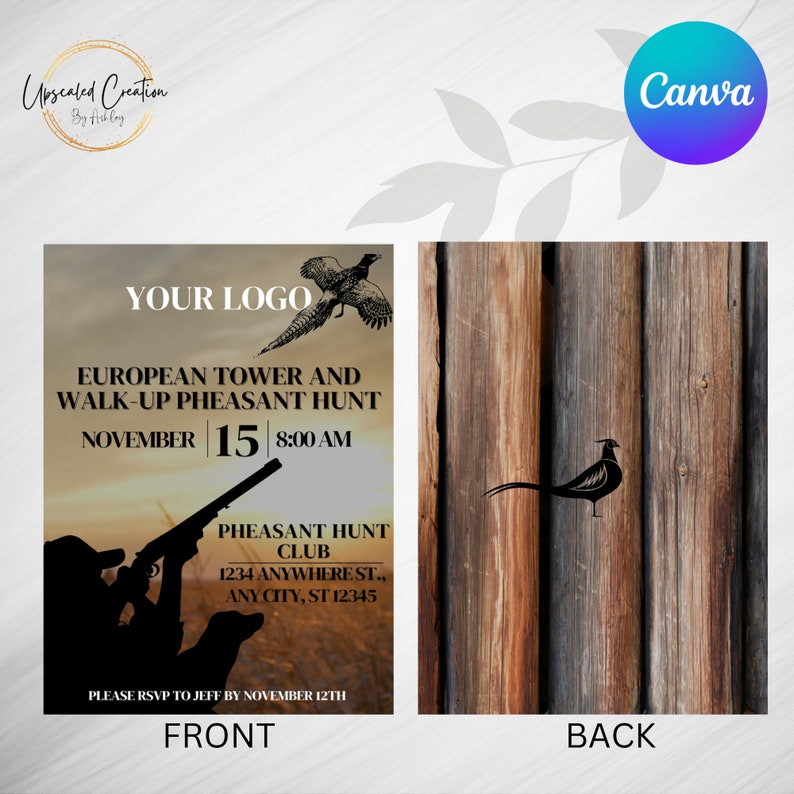 Pheasant Hunt Invitation, Digital Download, Editable Template, Evite ...