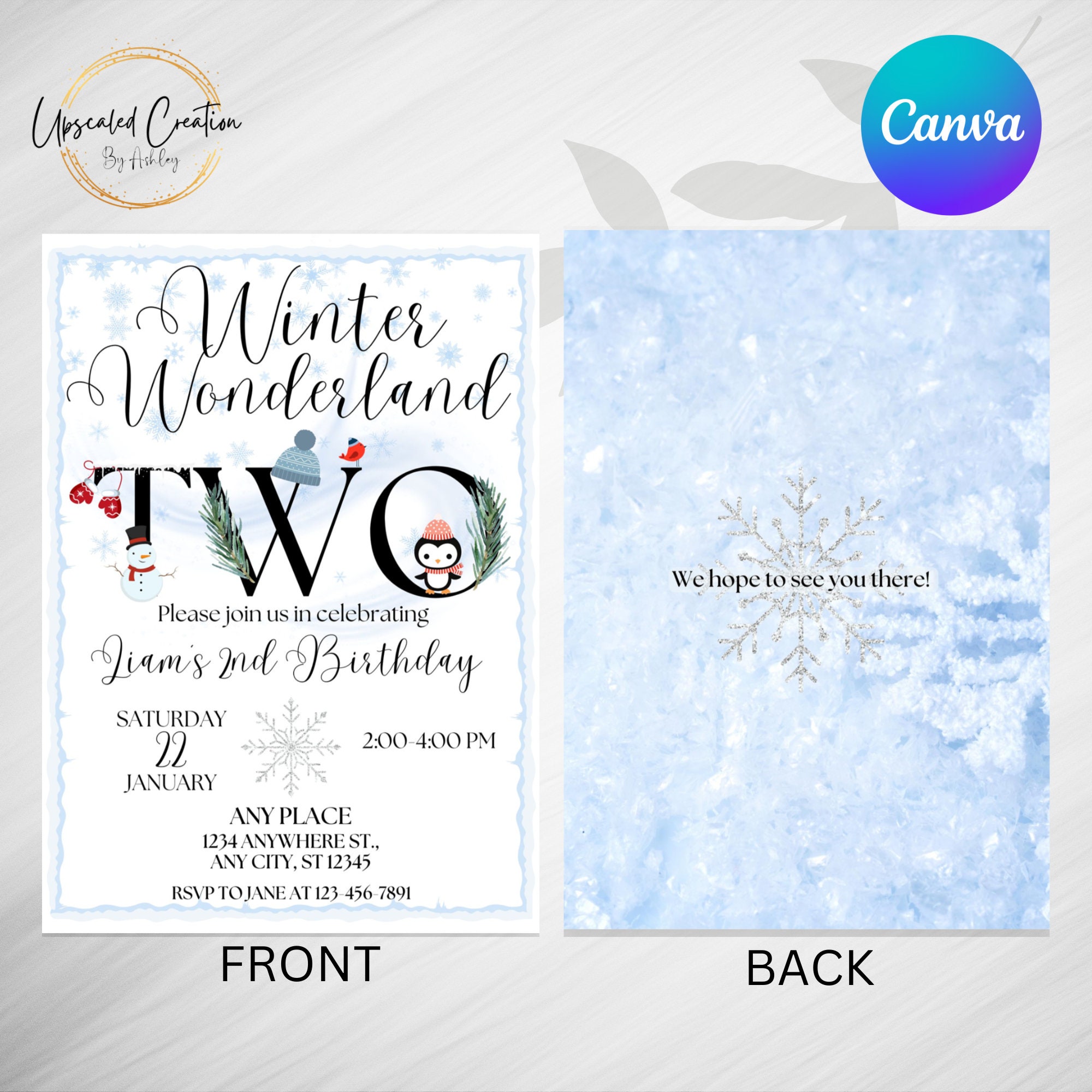 Winter Wonderland Birthday Invite, 2nd Birthday Party Invite, Two ...