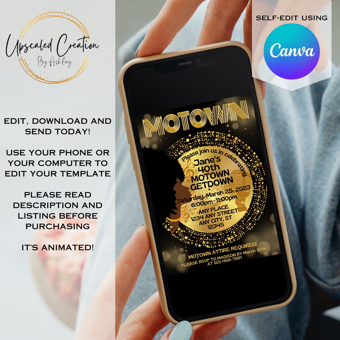 Motown Party Invitation: Funk Throwback, Editable Template (digital ...